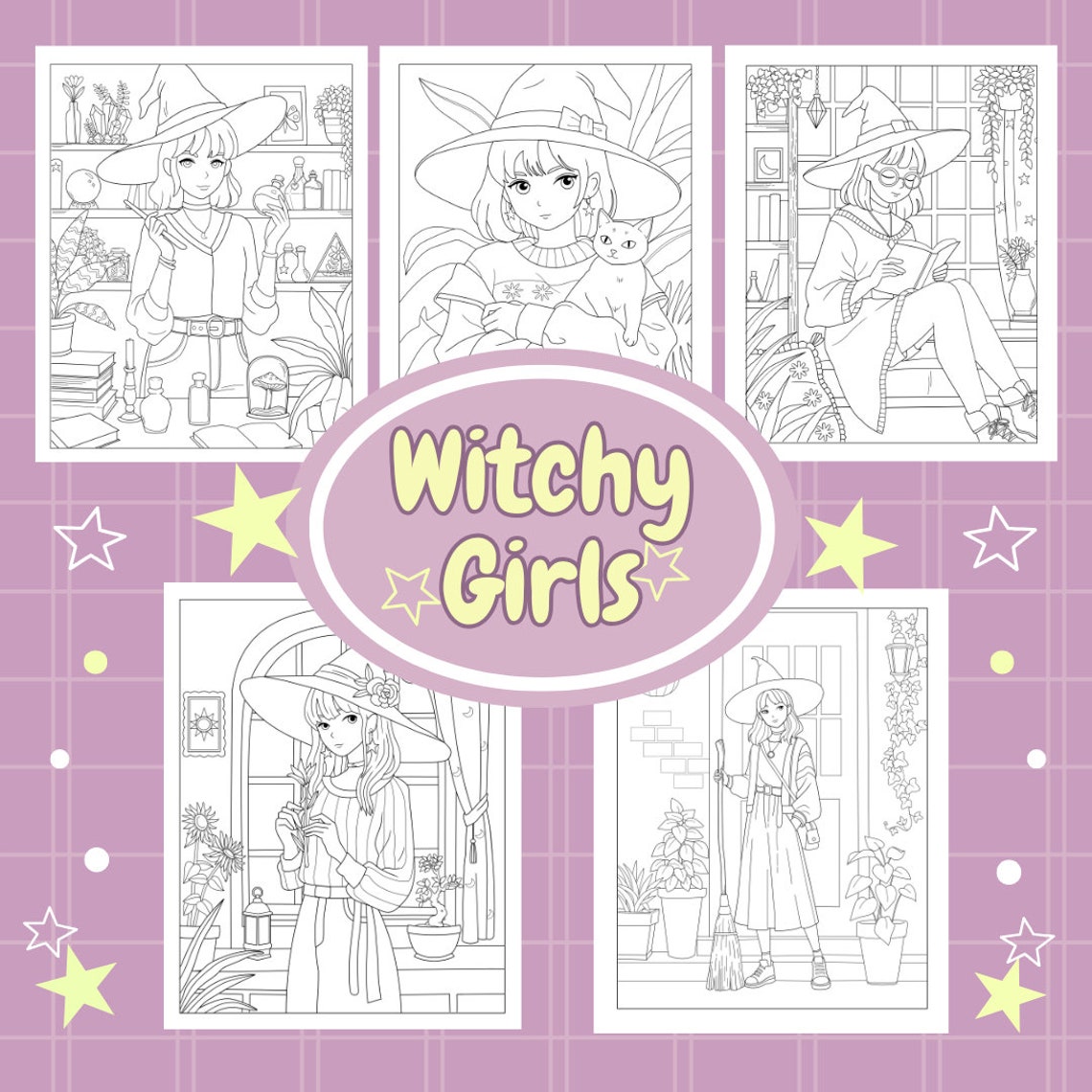Witchy Girls, Coloring Pages for Teens, Coloring Pages for Adults ...