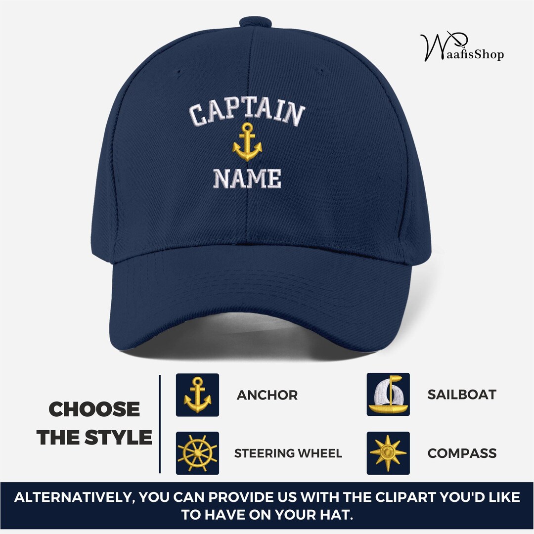 Custom Embroidered Captain Hat, Personalised Boat Captain, Skipper ...