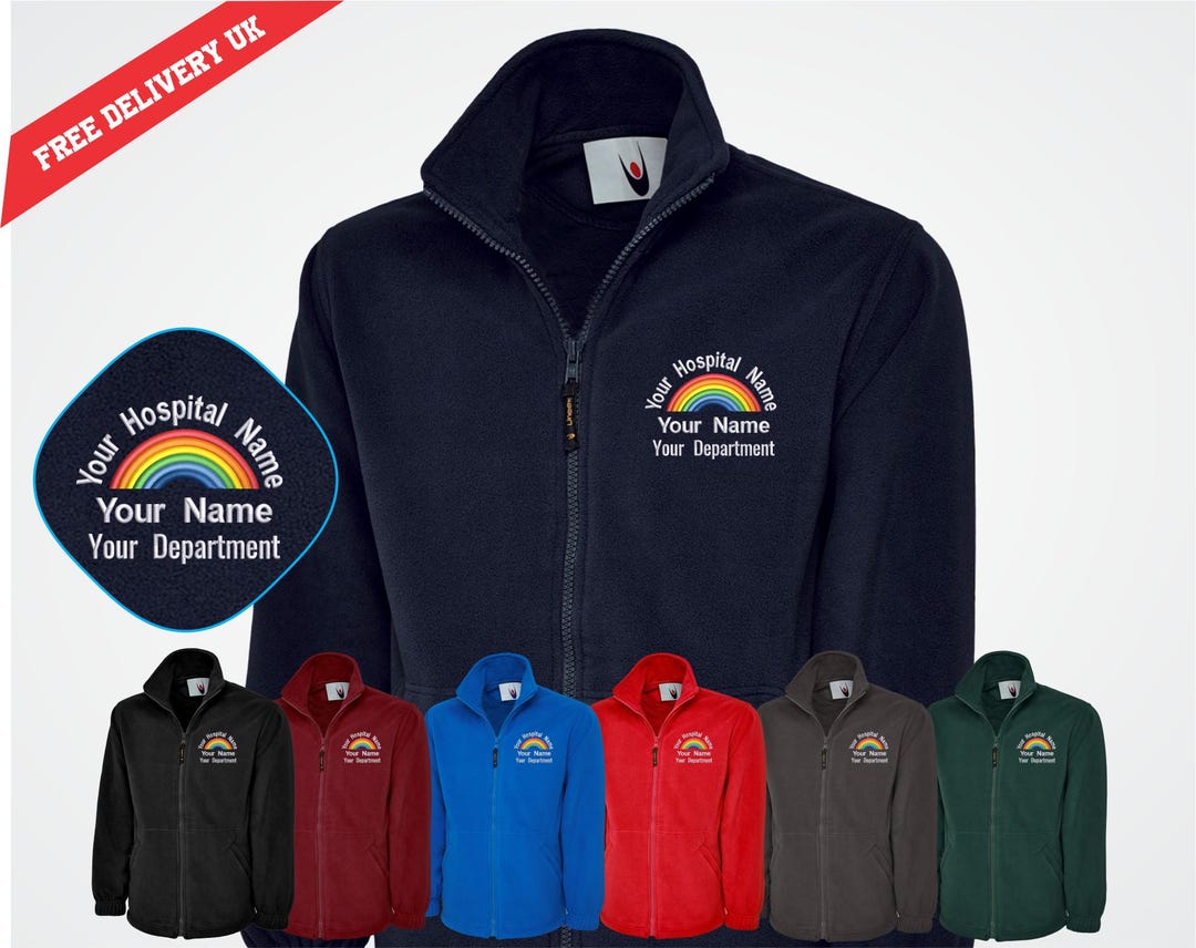 Custom Rainbow Zip up Healthcare Jacket, Personalised Hospital ...