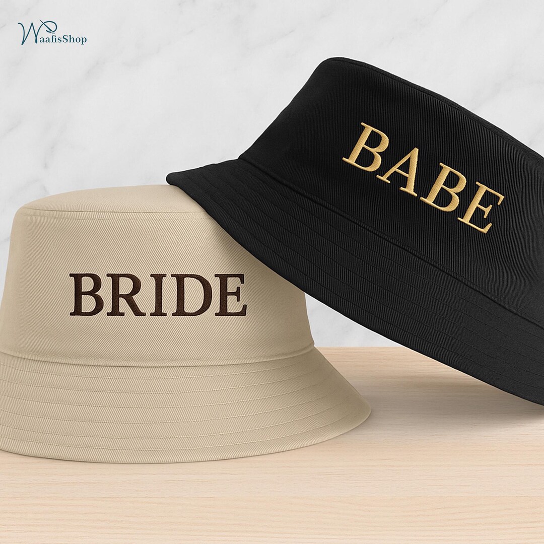 Personalised Embroidered Bucket Hats, Personalised Text, Vintage Style ...