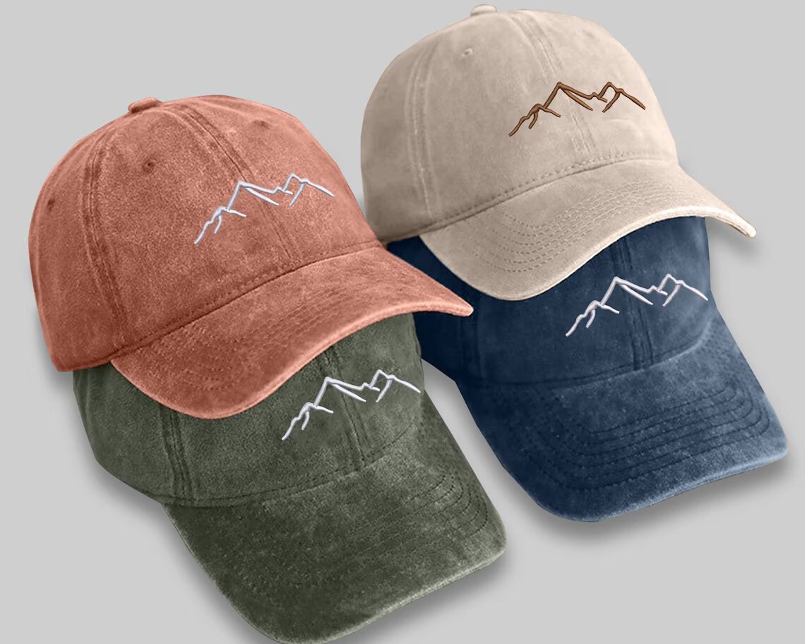 Embroidered Mountain Hill Design Vintage Cap, Cotton Comfort Color ...