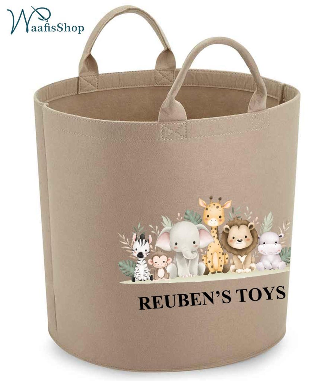 Custom Safari Animals Children's Toy Storage Basket, Personalised Name ...