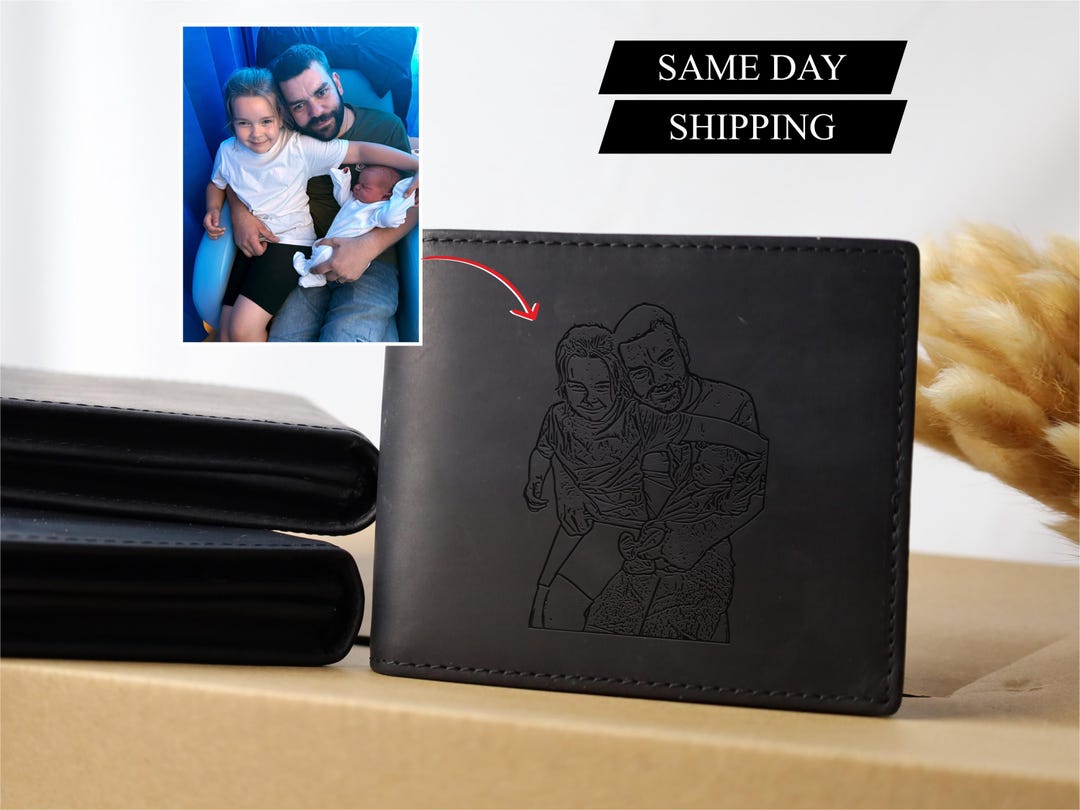 Engraved Photo Wallet for Men, Couple Photo Leather Wallet ...