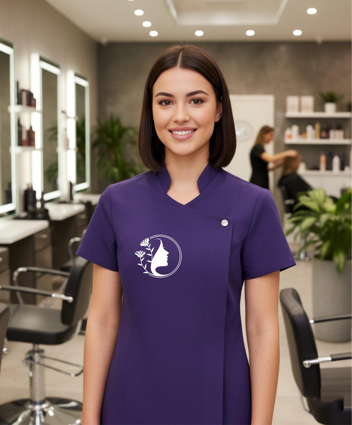 Personalised Barbers Salon Tunic, Custom Your Text and Logo Printed ...