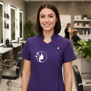 Personalised Barbers Salon Tunic, Custom Your Text and Logo Printed ...
