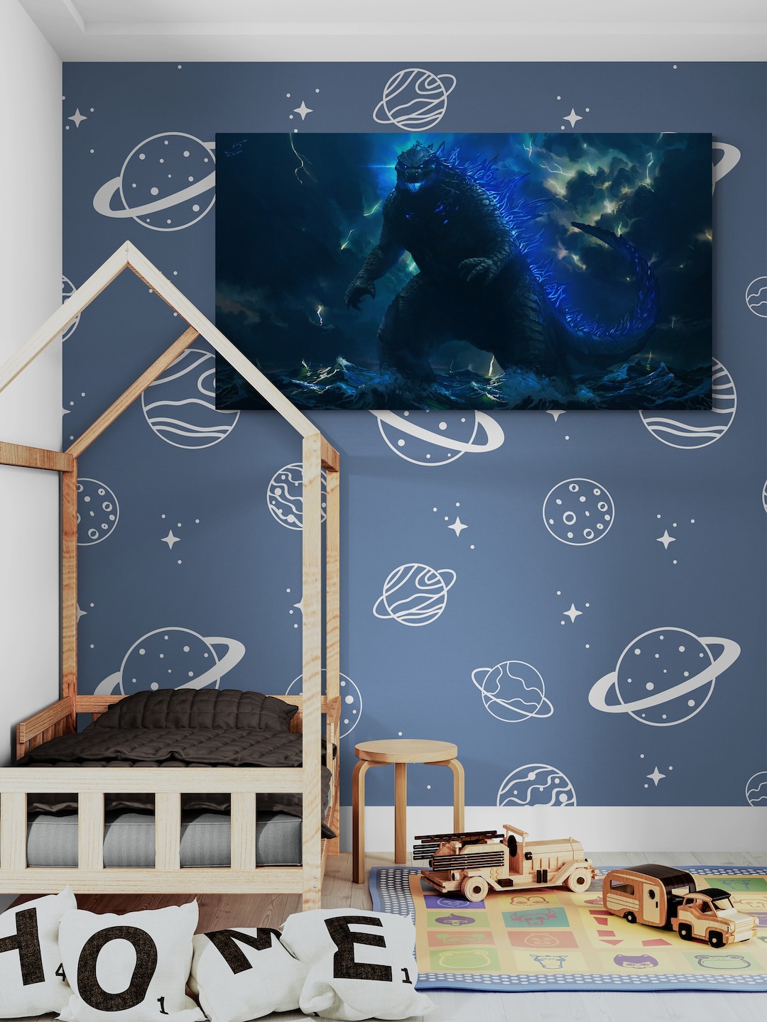 Godzilla the King of the Monsters Wall Art Canvas, Godzilla Wall Art ...