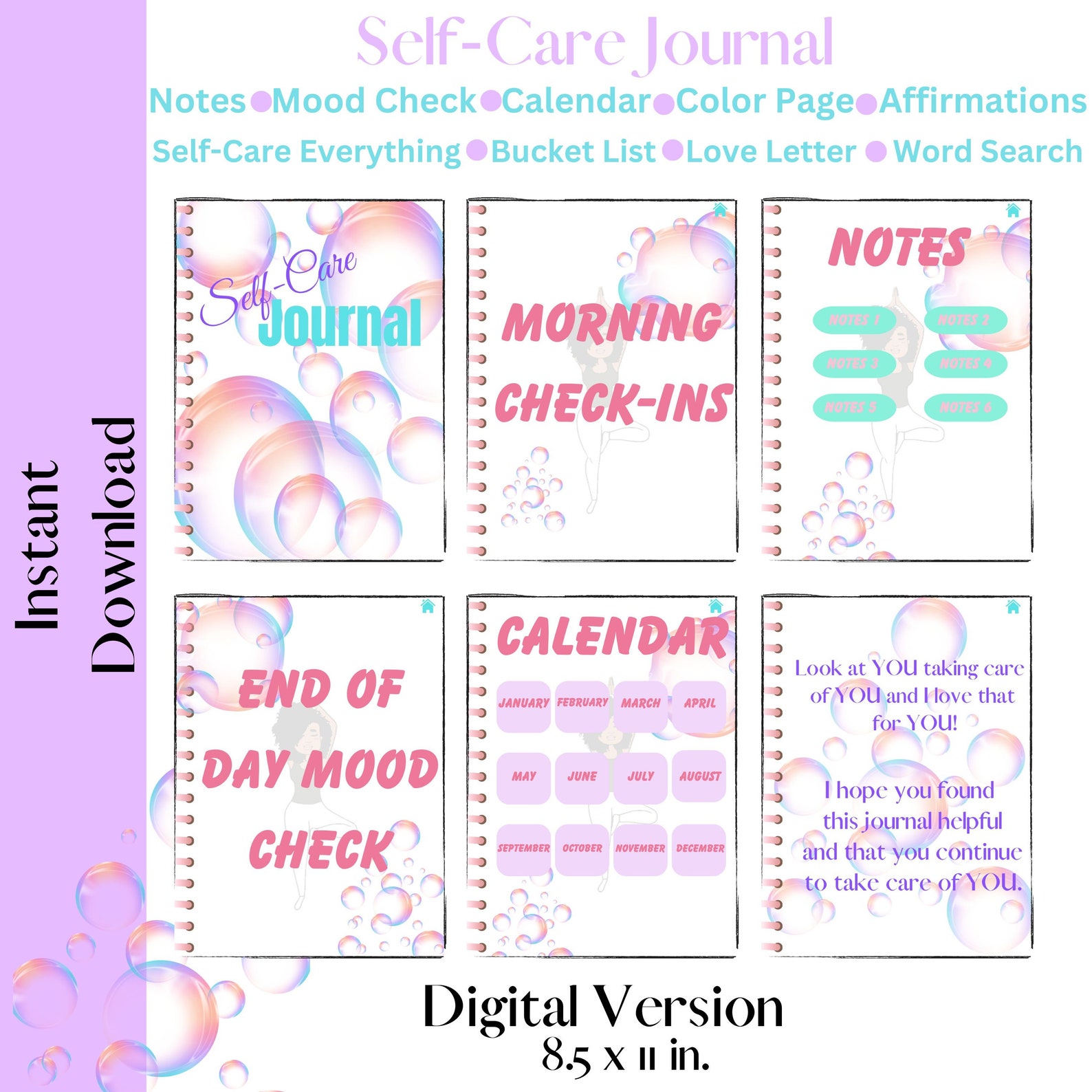 Printable & Digital Self-care Planner | Self-love Journal | Worksheets ...