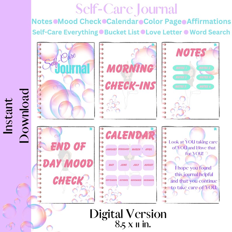 Printable & Digital Self-care Planner | Self-love Journal | Worksheets ...