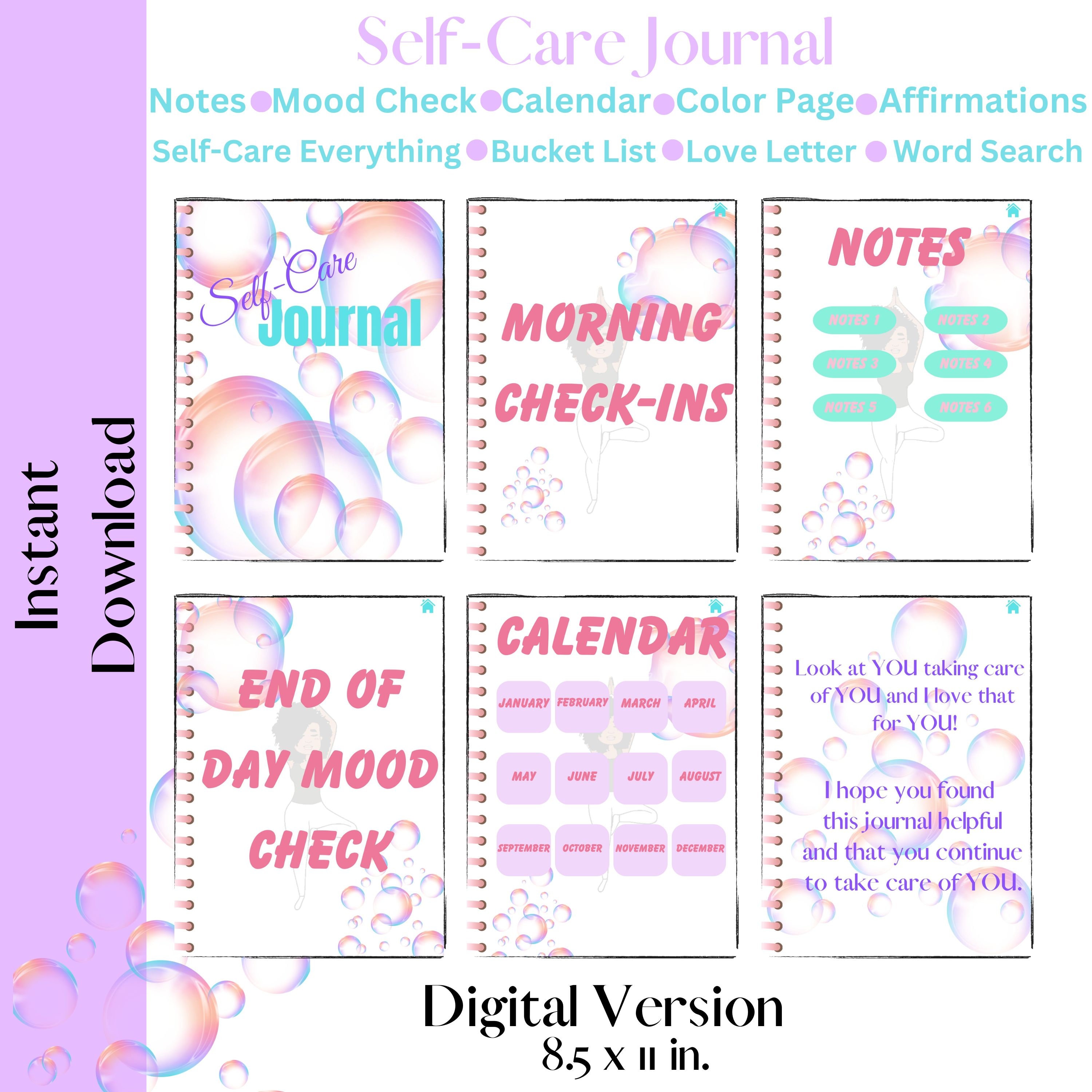 Printable & Digital Self-care Planner Self-love Journal Worksheets Mood ...