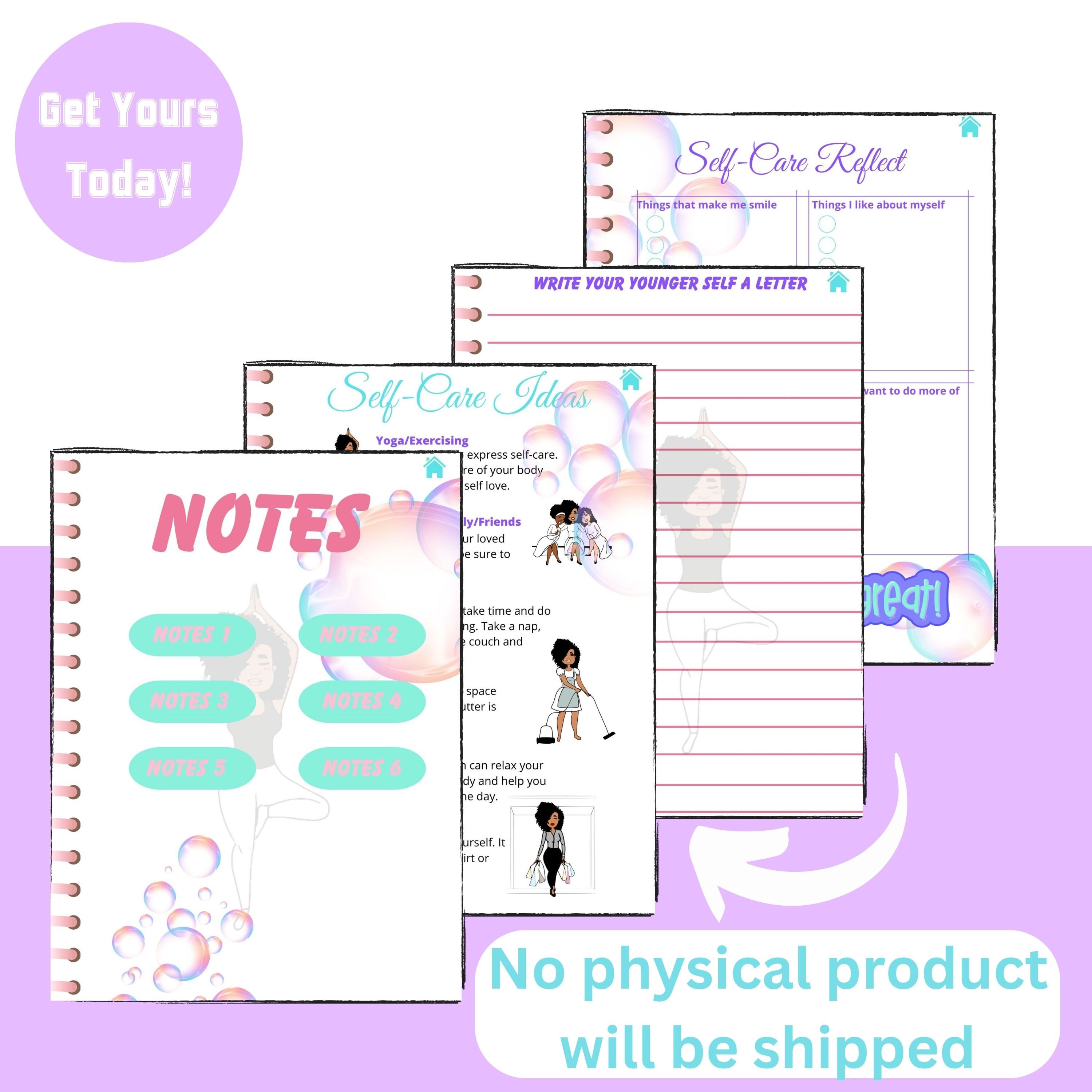 Printable & Digital Self-care Planner Self-love Journal Worksheets Mood ...
