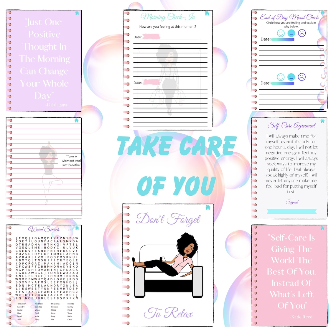 Printable & Digital Self-care Planner | Self-love Journal | Worksheets ...