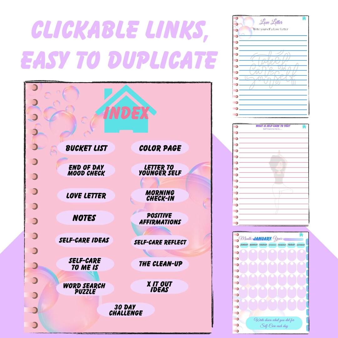 Printable & Digital Self-care Planner Self-love Journal Worksheets Mood ...