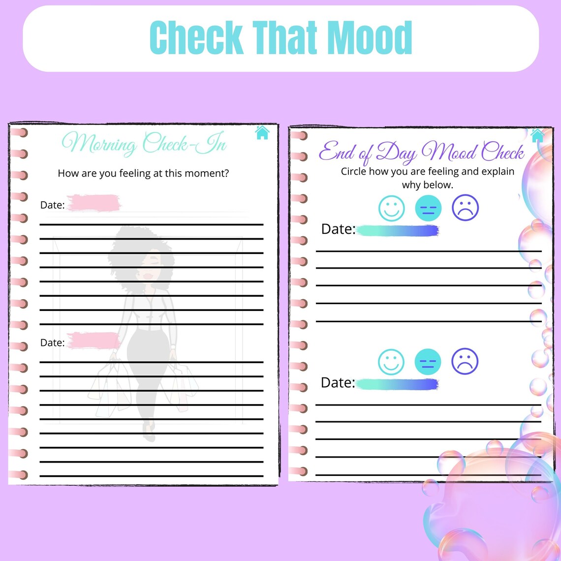 Printable & Digital Self-care Planner Self-love Journal Worksheets Mood ...