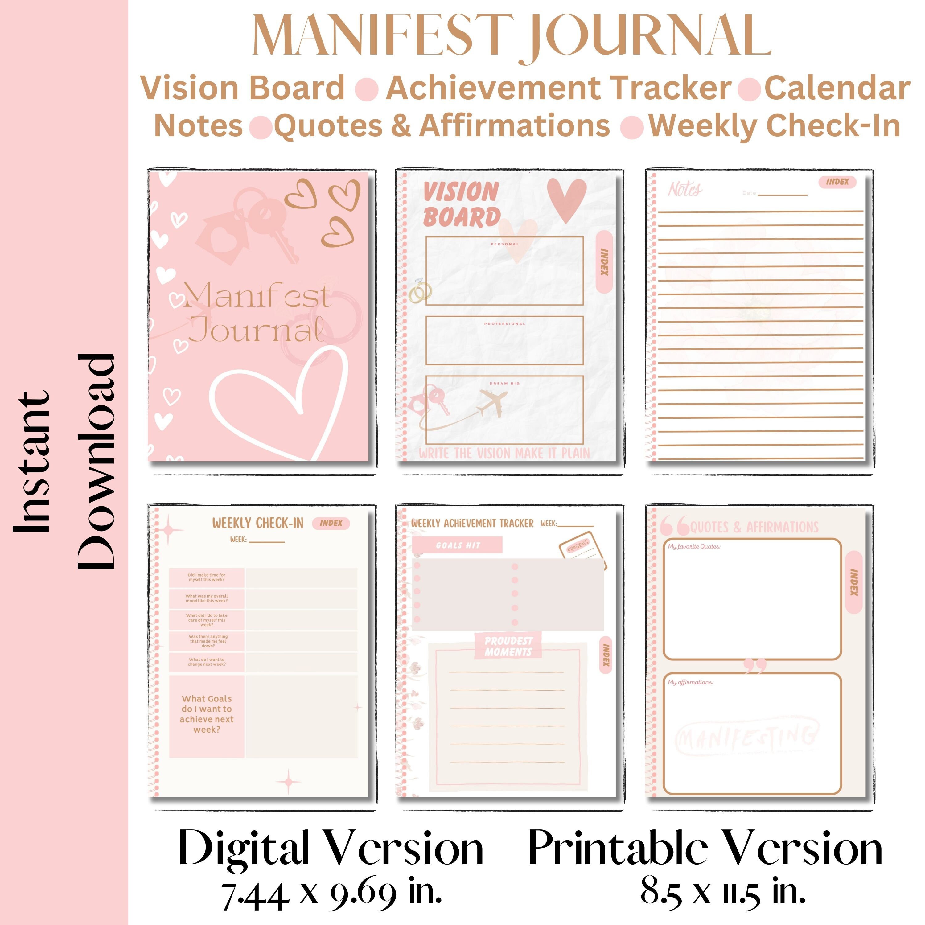 Printable & Digital Manifestation Journal, Gratitude Journal, Goodnotes ...