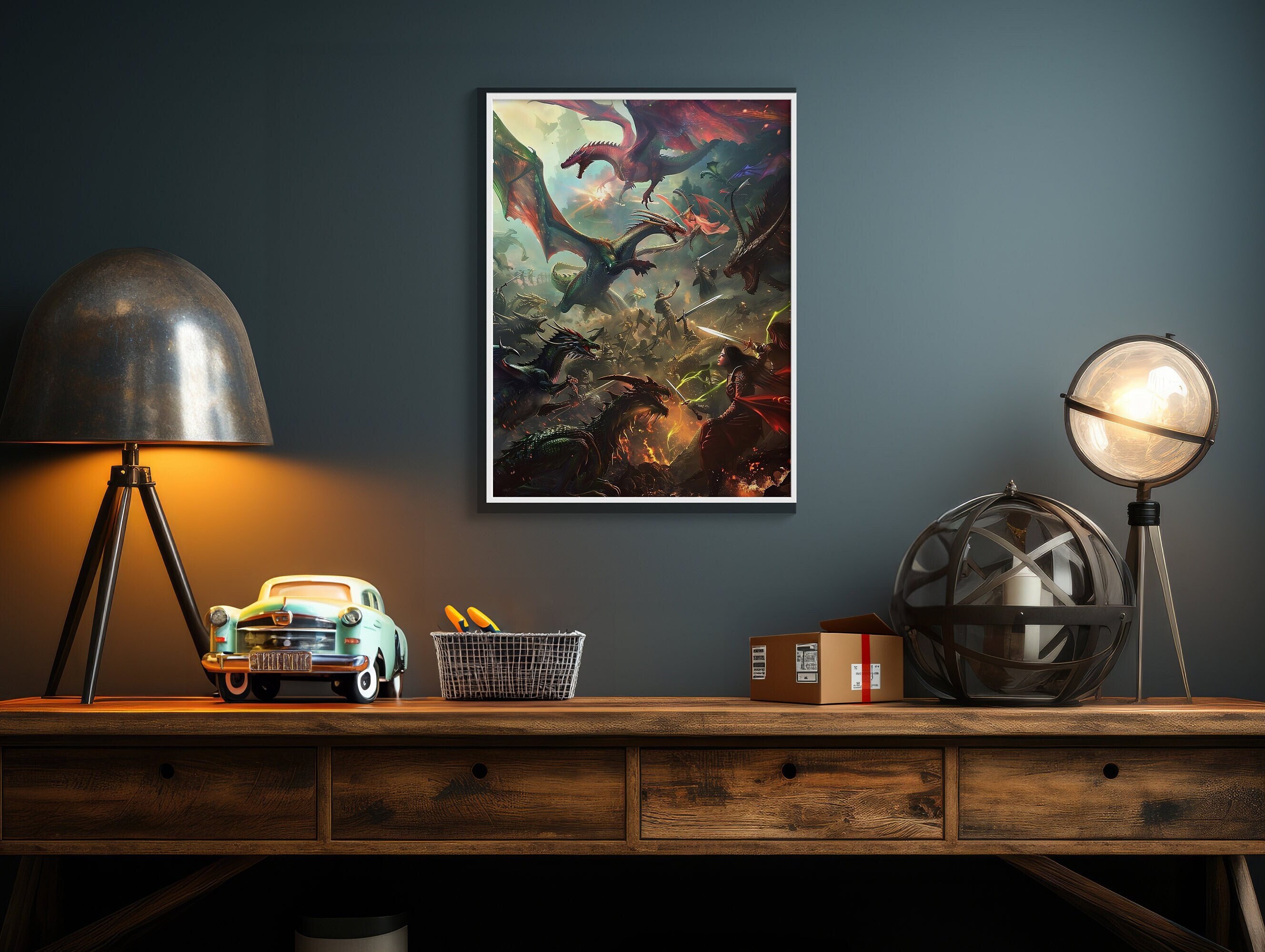 Epic Battle Woman Vs Dragon Eclectic Modern Artwork | Princess Warrior ...