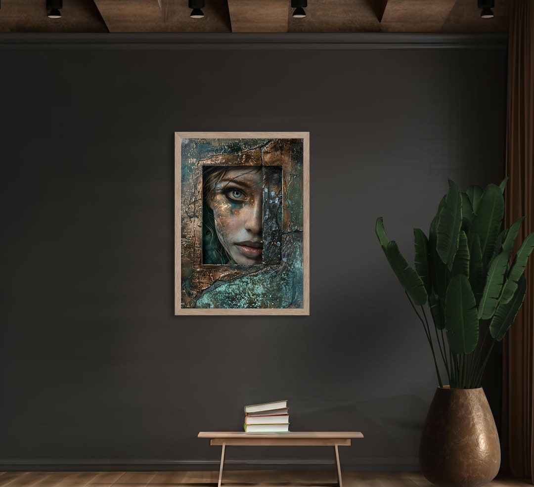 Abstract Woman Framed Wall Decor Woman open for Interpretation Rusted ...