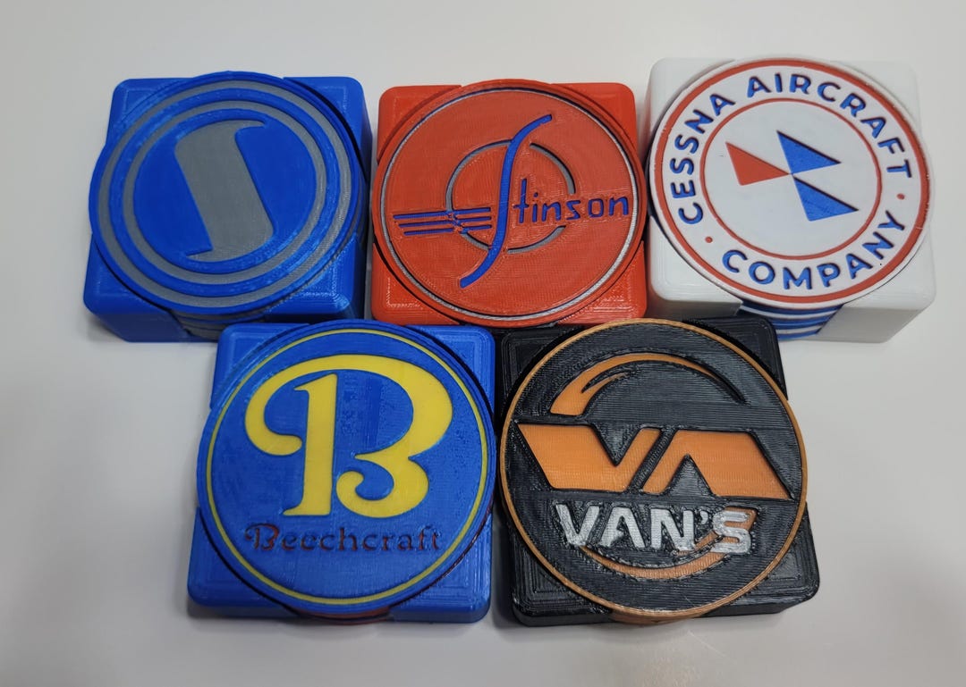 3D Printed Coaster Set - Vintage & Experimental Aircraft Logos ...