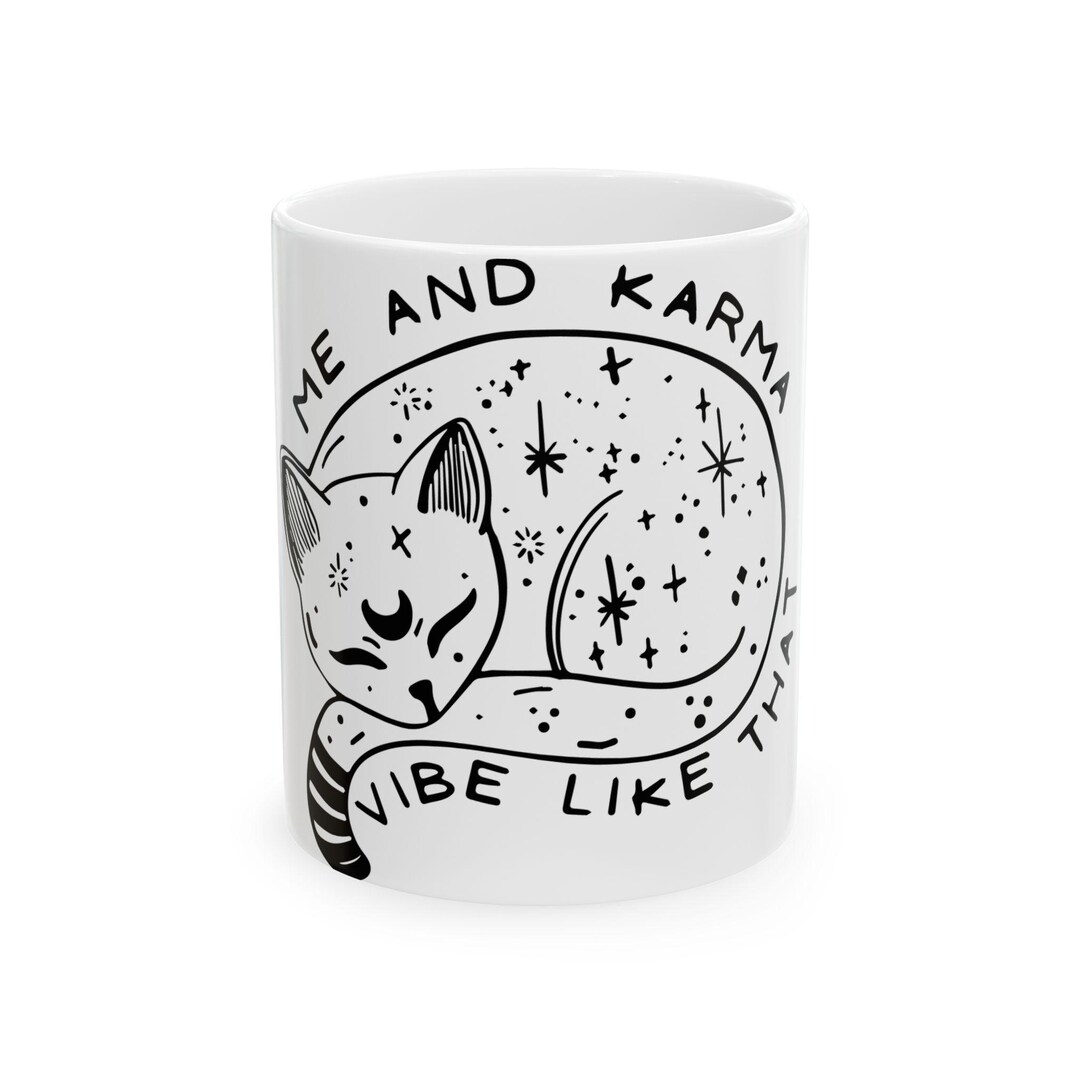 Sleeping Cosmic Cat Mug | "me and Karma Vibe Like That" Celestial ...