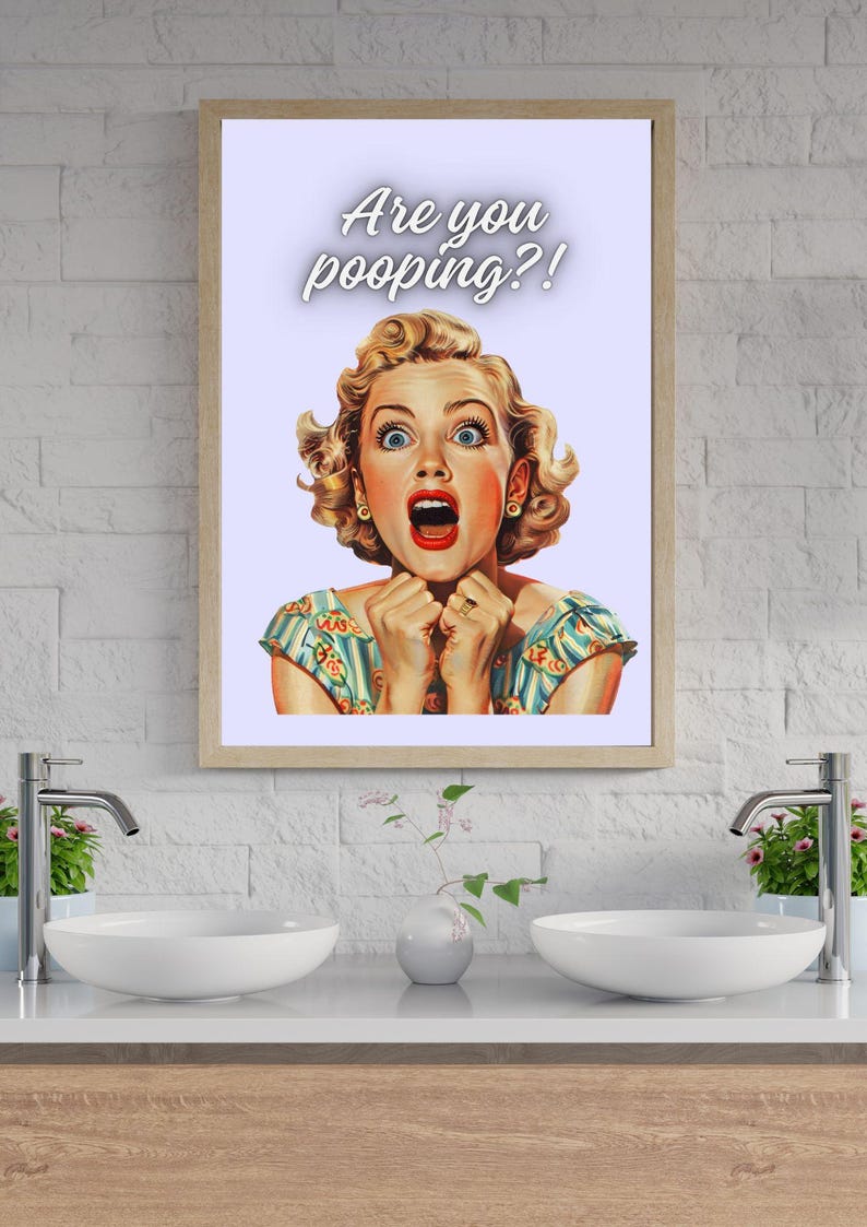 Digital Download // Poster // Are You Pooping // Bathroom // Retro ...