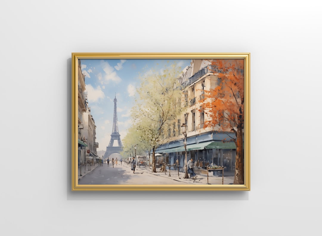 Parisian Spring Street Scene Art Print, Eiffel Tower View With ...