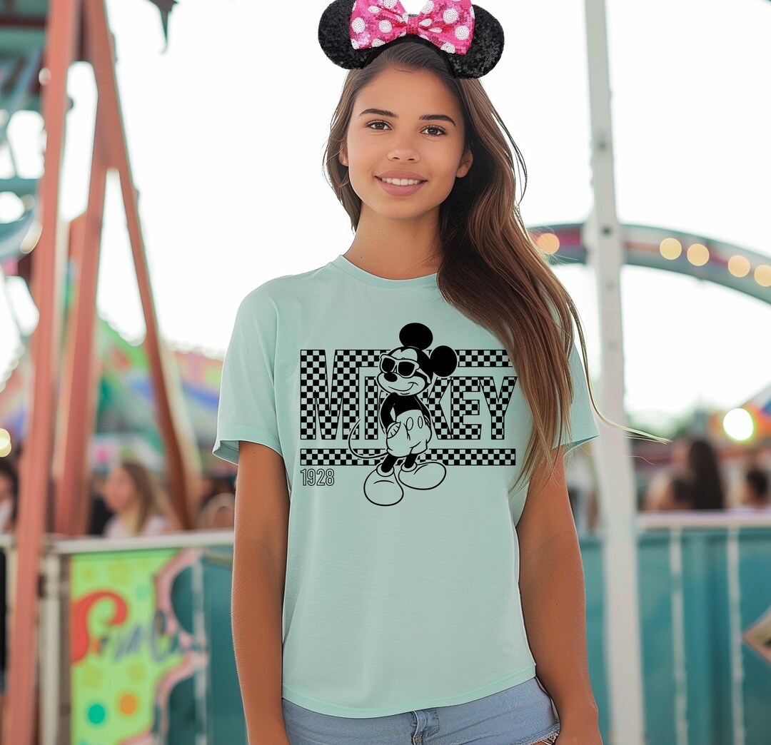 Checkered Mickey Shirt, Checkered Disney Shirt, Retro Disney Shirt ...