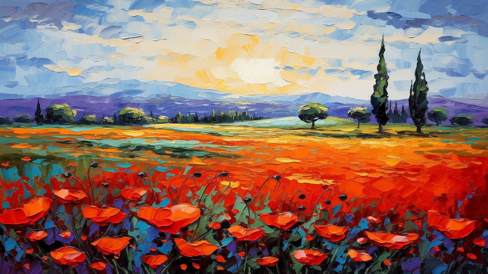 Sunset Over Cypress Trees | Nature Scene | Samsung Frame TV Wall Art ...