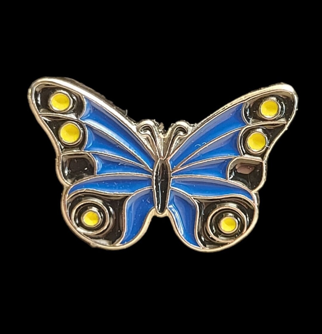 Blue Butterfly Enamel Pin Badge - Etsy