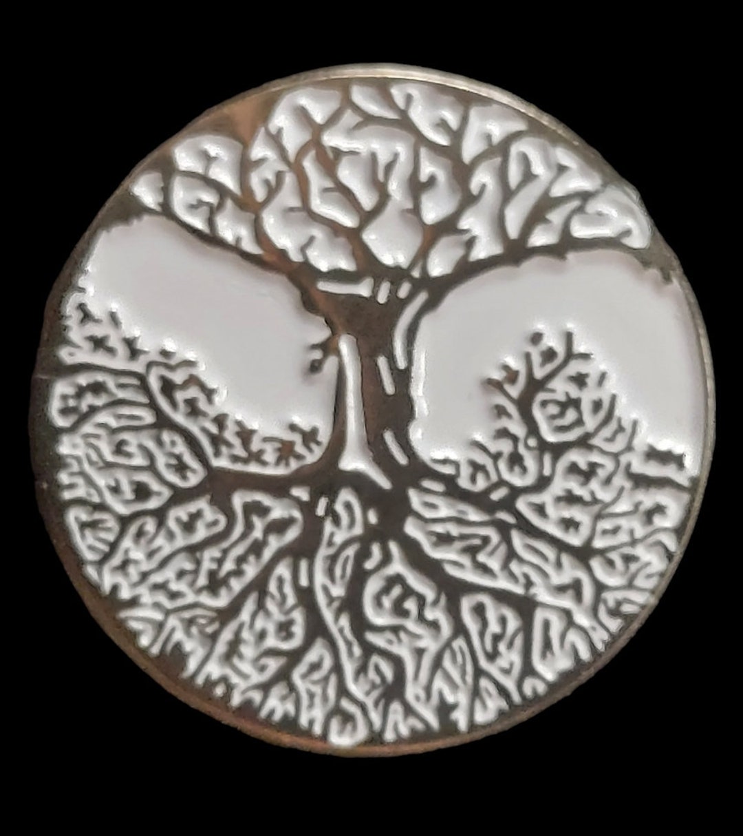 Tree of Life Black and White Enamel Pin Badge - Etsy