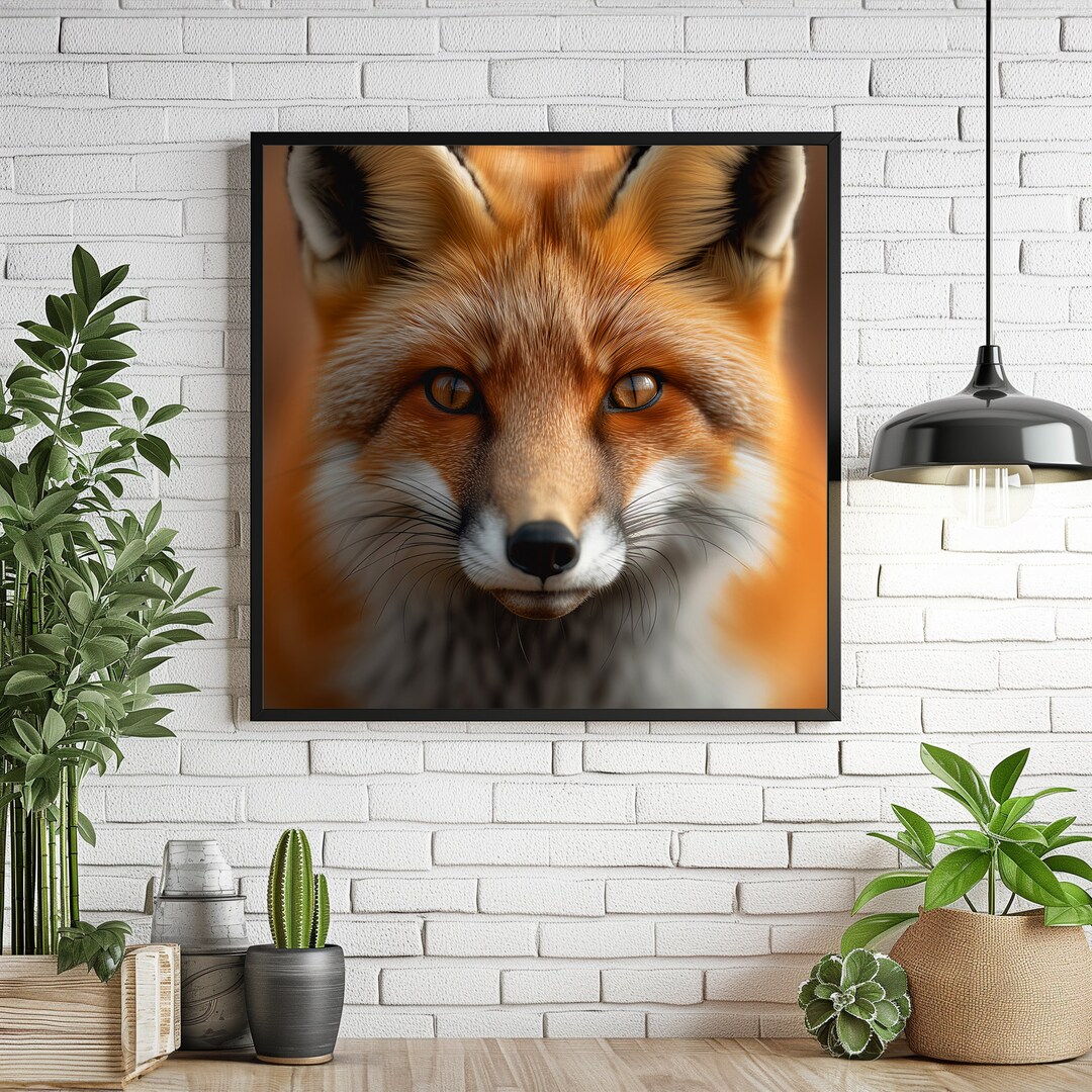Adorable Fox Face Wall Art, Fox Lover Gift Square Matte Poster, Cute ...