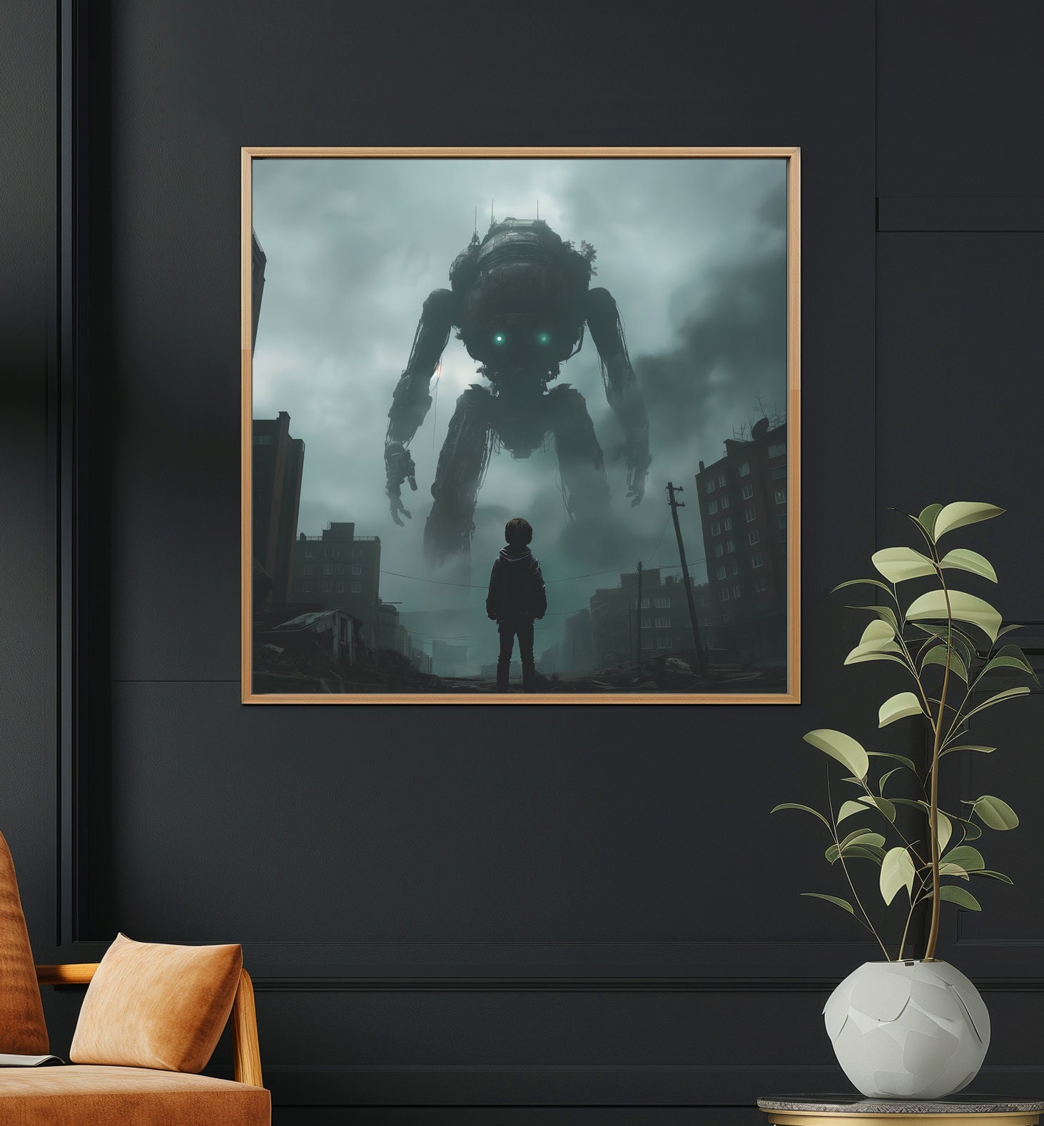 AI Cyberpunk Poster, Dystopian Robot Decor, Epic Futuristic Wall Art ...