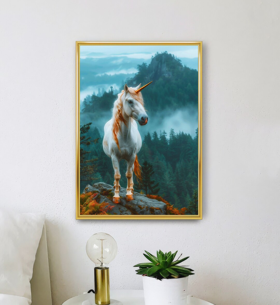 Fairytale Unicorn Poster, Magical Unicorn Print, Wild Horse in ...