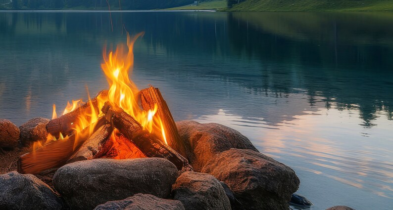 Chill Campfire Poster, Great Outdoors Camping Print, Relaxation ...