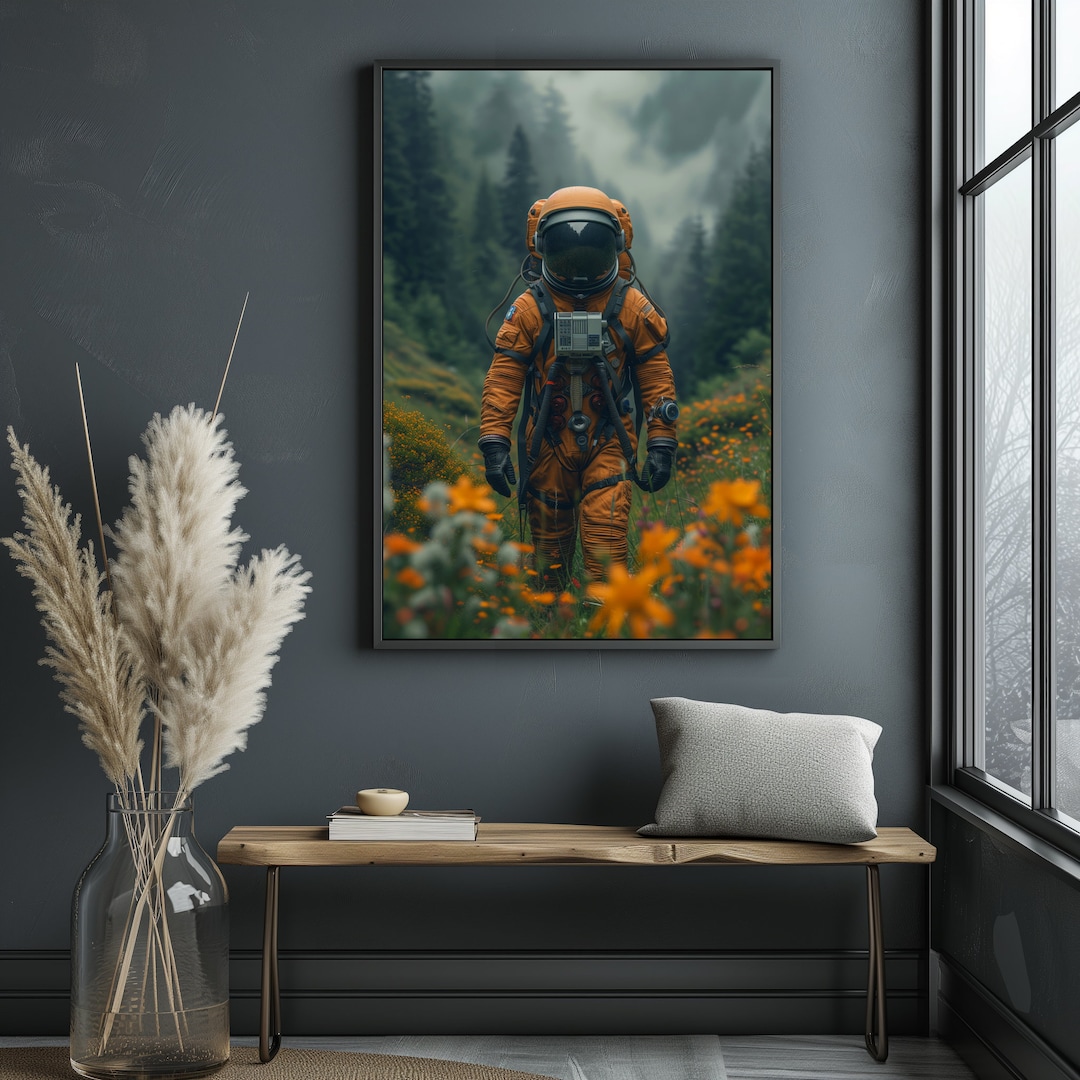 Sci-fi Fantasy Art Print, Cosmonaut in Nature, Sci Fi Fan Gift Wall Art ...