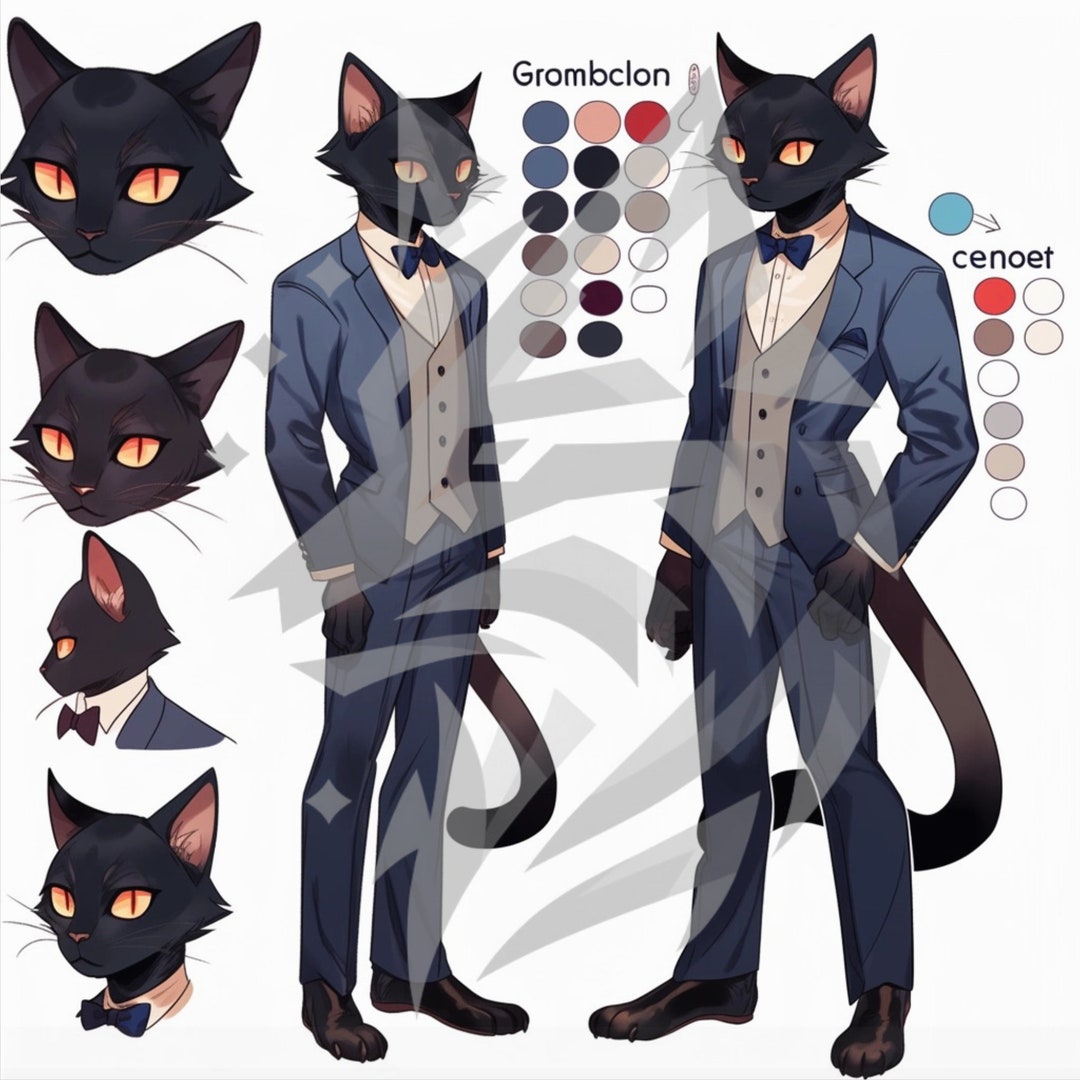 A Adoptable Furry Cat Character Reference Sheet. - Etsy UK
