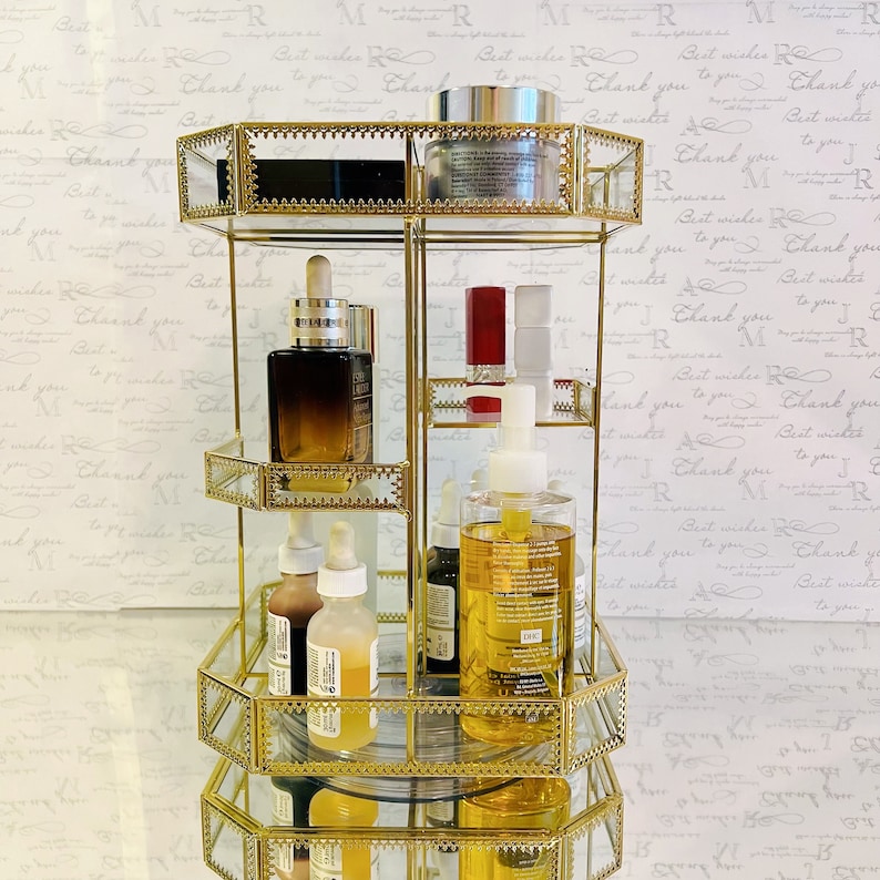 Premium Glass Rotating Makeup Organizer | Tempered Glass With Bass ...