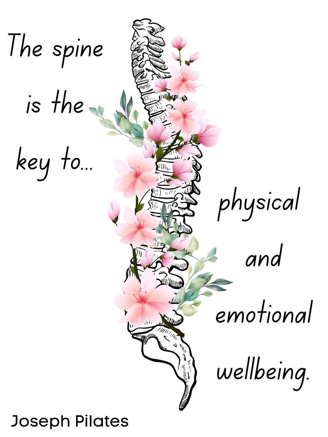 Digital Floral Spine Poster for Chiropractor Pilates Medical Health ...