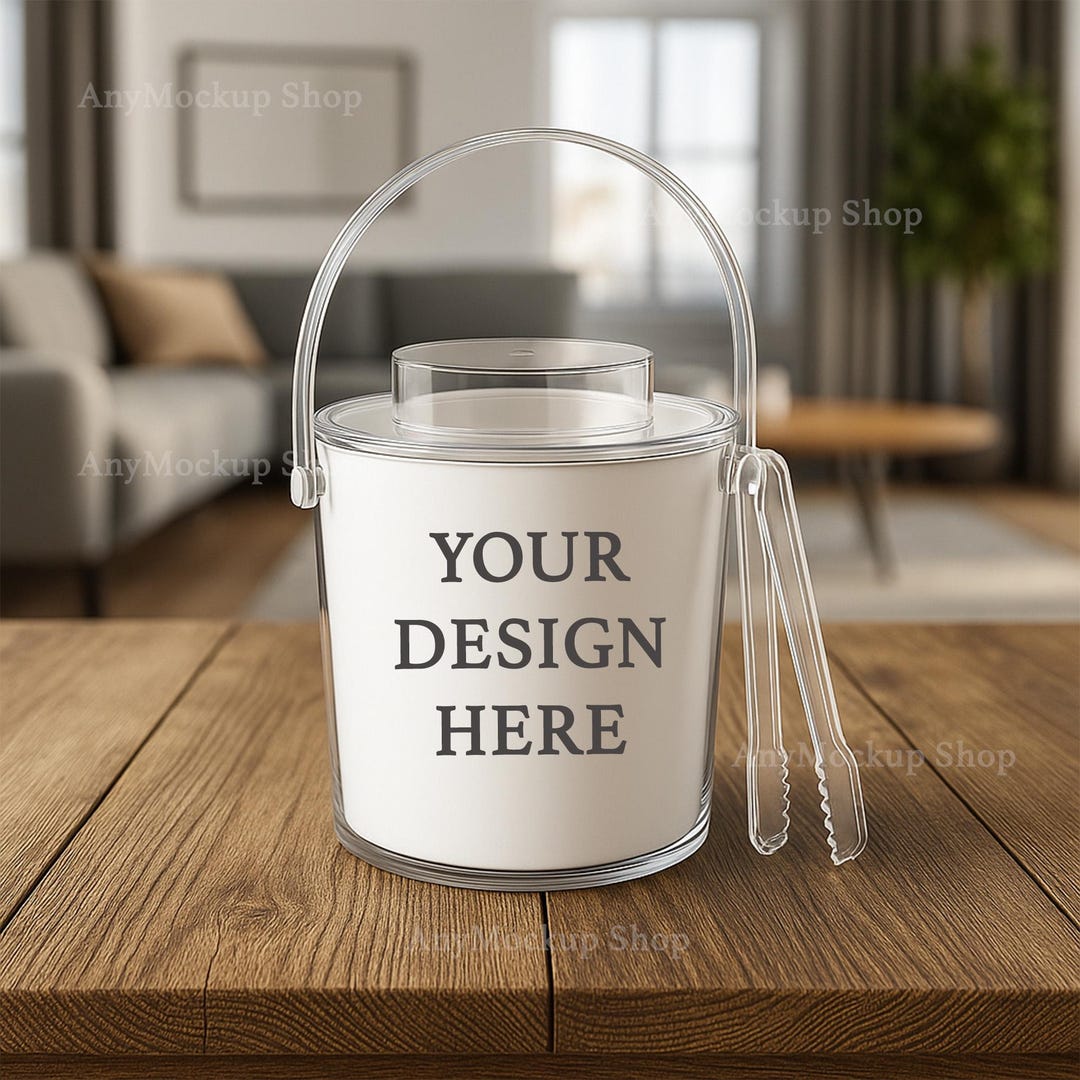 Printify Ice Bucket Mockup JPG White Ice Bucket With Tongs - Etsy