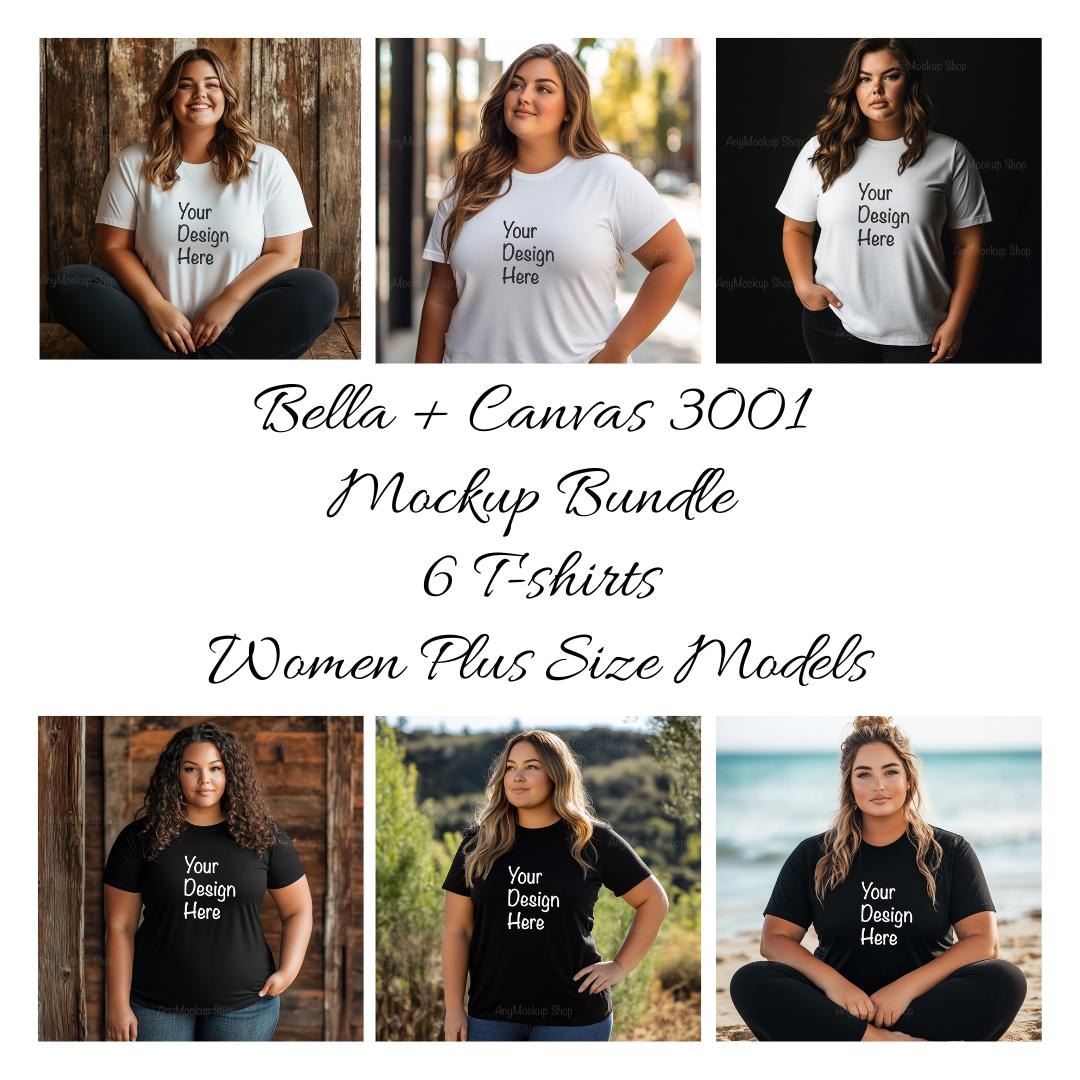 Plus Size Model Mockup Bundle Bella Canvas 3001 Mockup Printify 3001 ...