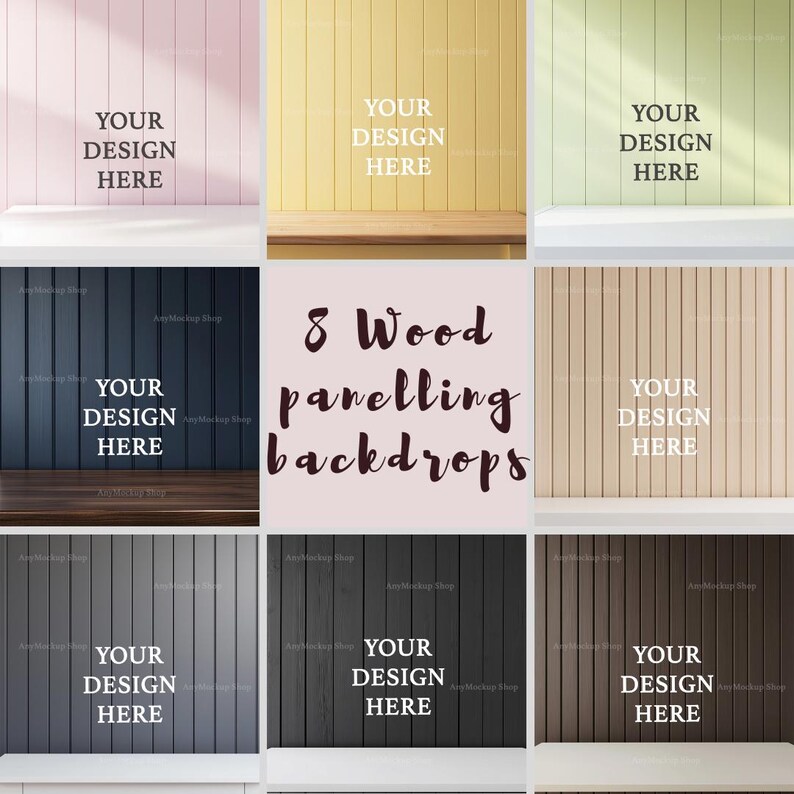 Wood Panelling Backdrops Bundle Rustic Wooden Table Surface Mockups ...