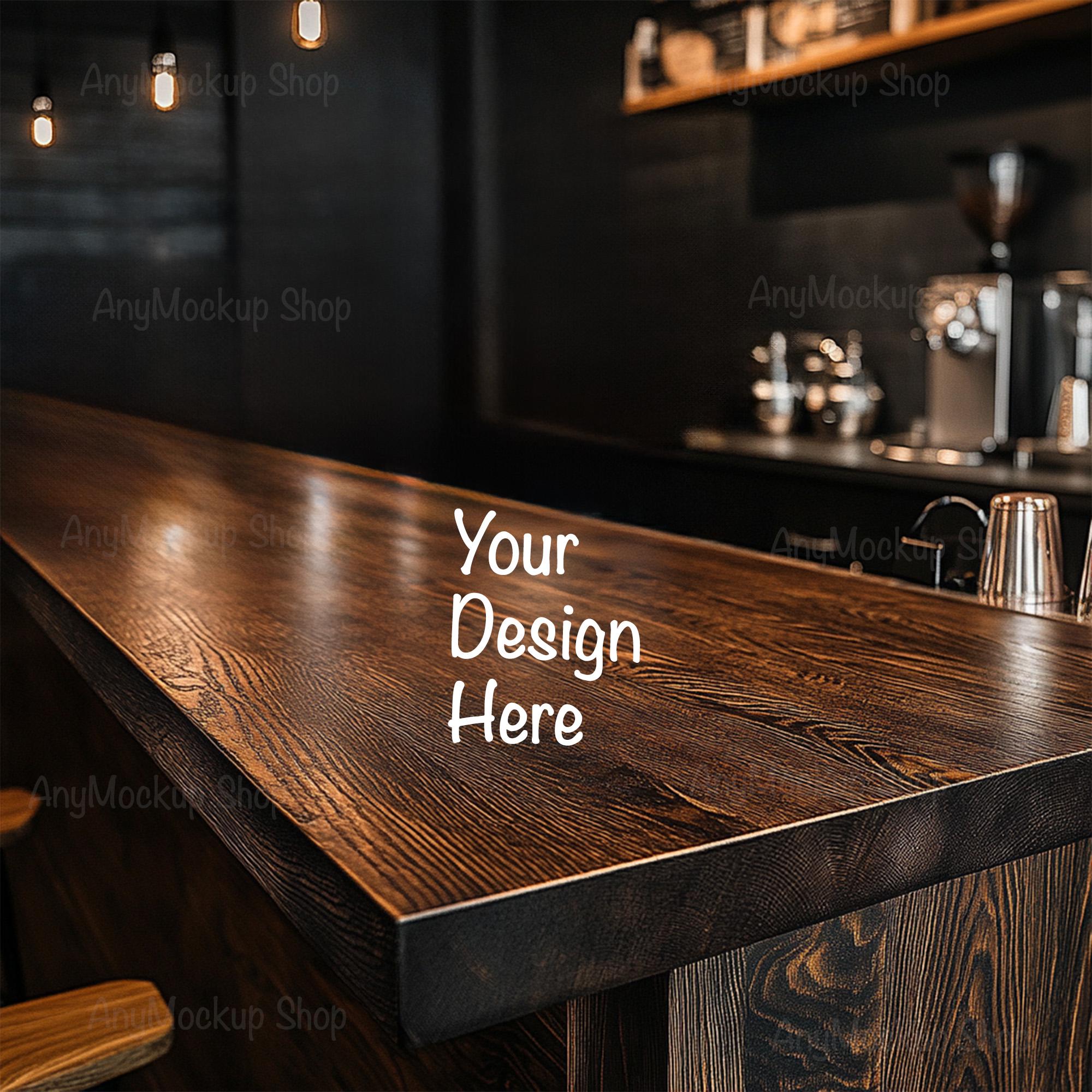 Cafe Wood Tabletop Background Product Mockup, Coffee Shop Restaurant ...