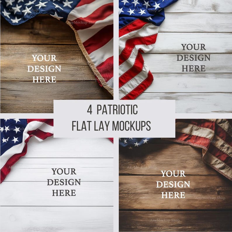 Patriotic Mockup Bundle 4th of July Flat Lay USA Digital Background ...