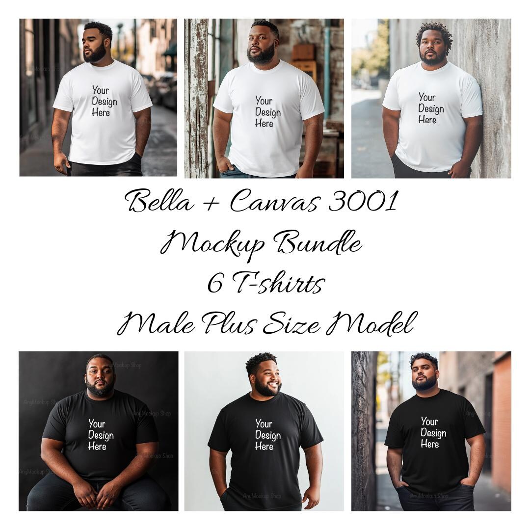 Plus Size Model Mockup Bundle Bella Canvas 3001 Mockup Printify 3001 ...