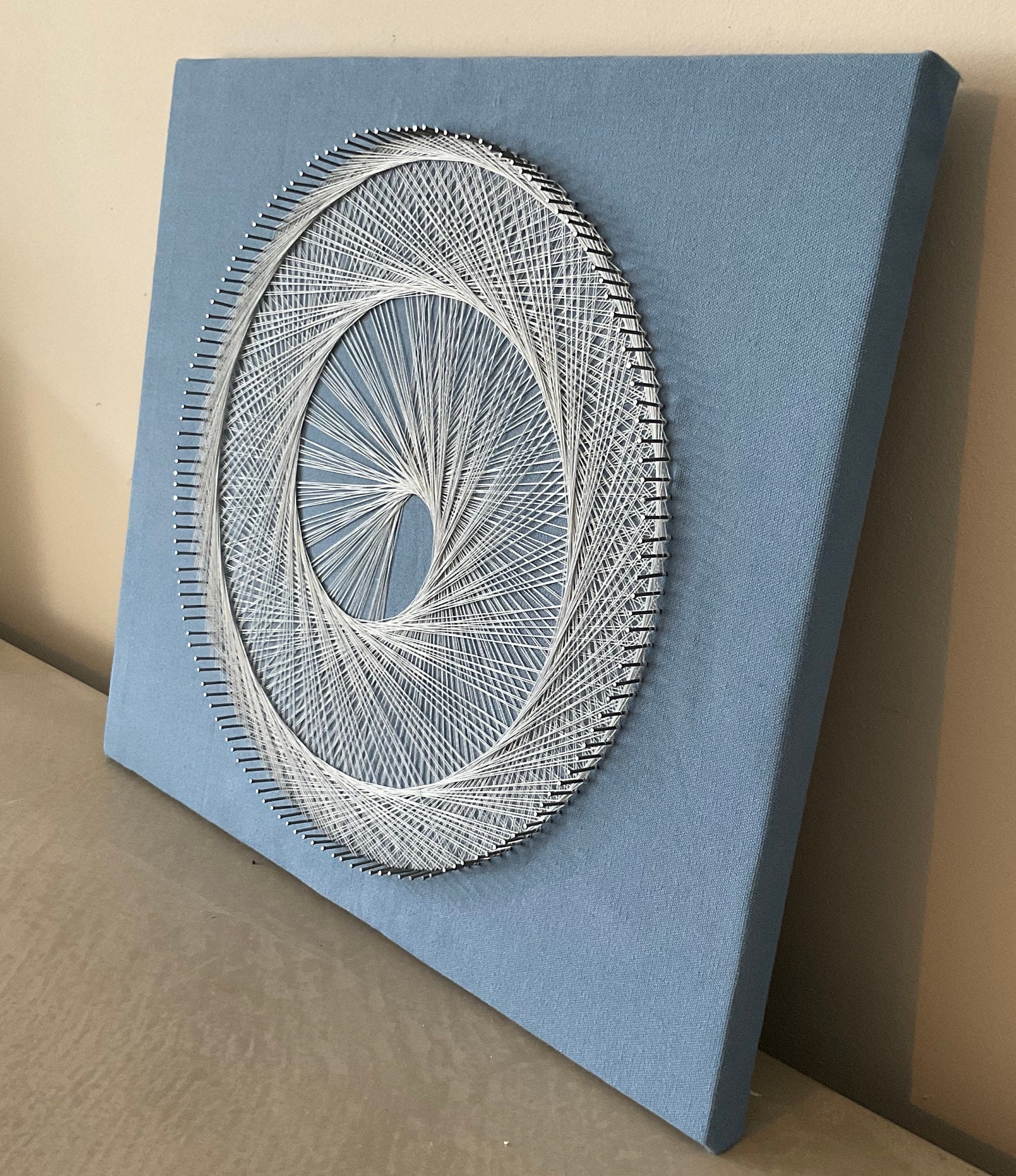 Swirl String Art - Beautiful Shape on Blue Background - Etsy