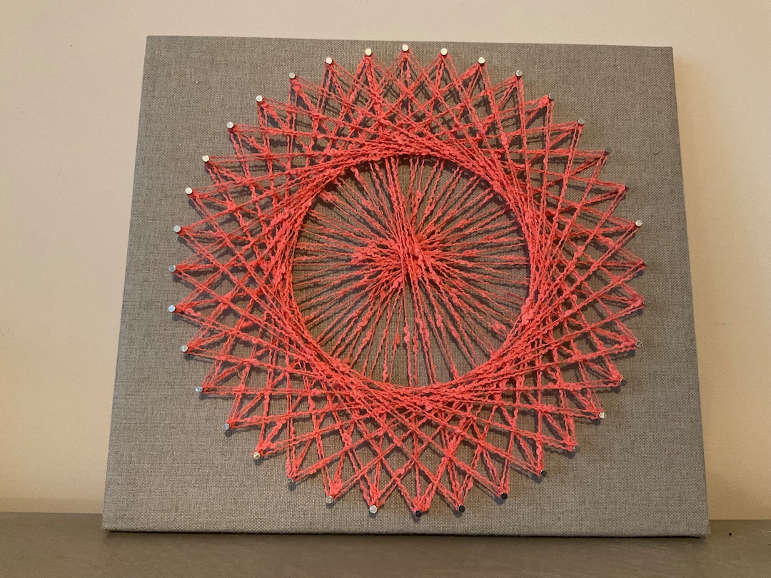 Bright Pink Circle String Art on Complimentary Grey Background ...