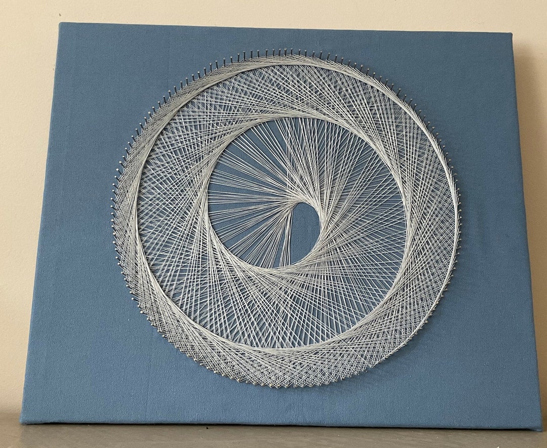 Swirl String Art - Beautiful Shape on Blue Background - Etsy