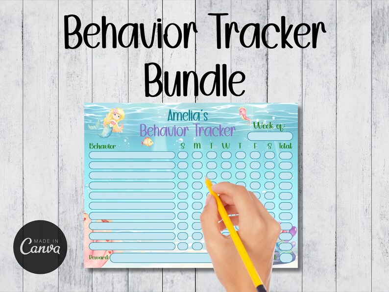 Mermaid Kids Behavior Chart Printable - Reward, Habit Tracker & Sticker ...