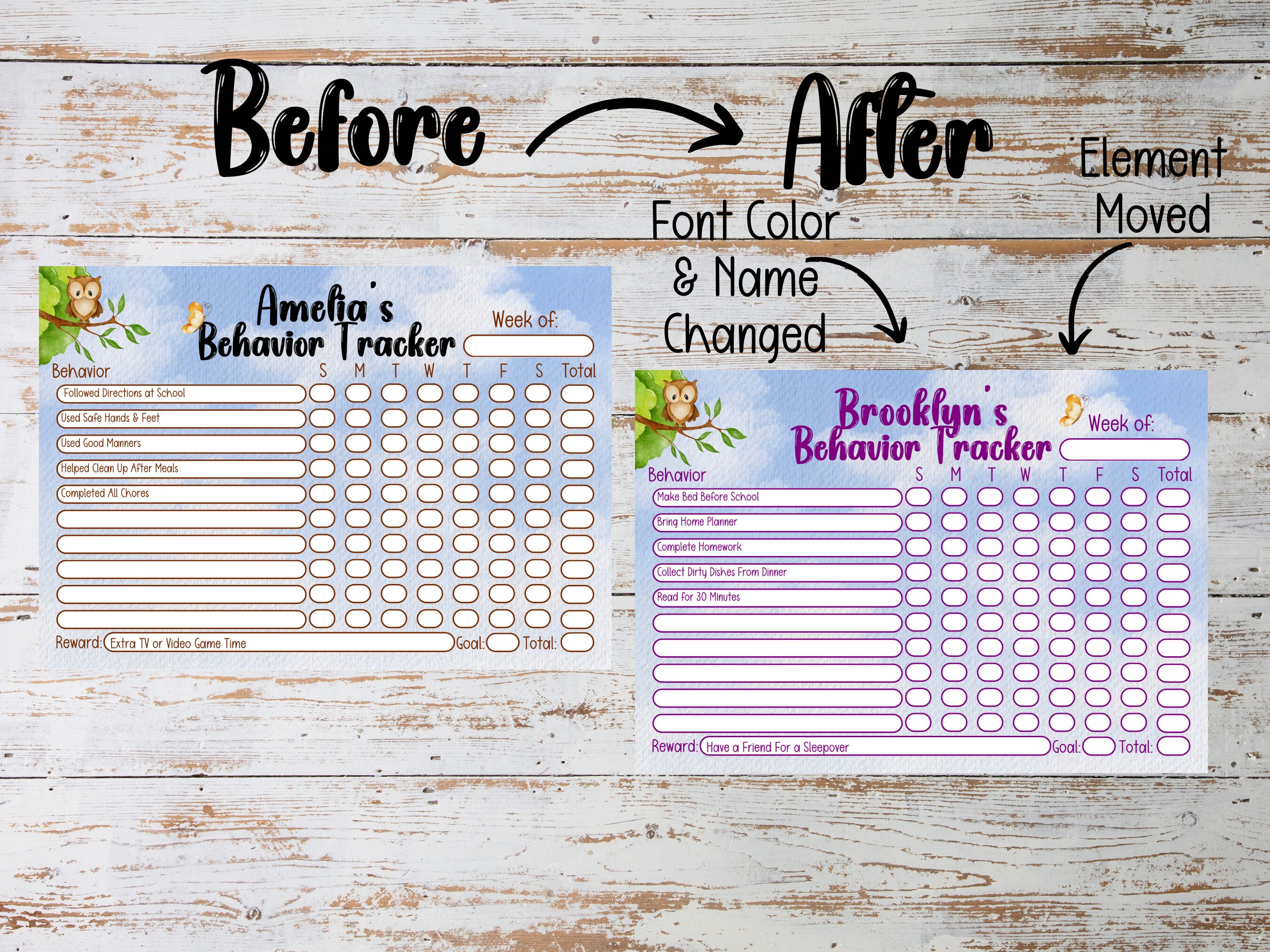 Printable Woodland Animals Behavior Chart for Kids - Reward, Routine ...