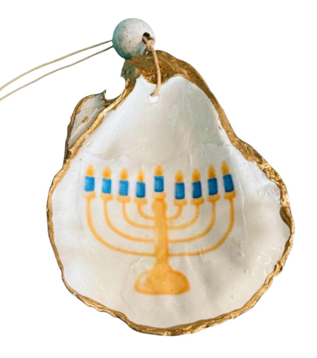 Hanukkah Decoupage Oyster Shell Ornament/colorful Menorah Decoration - Etsy