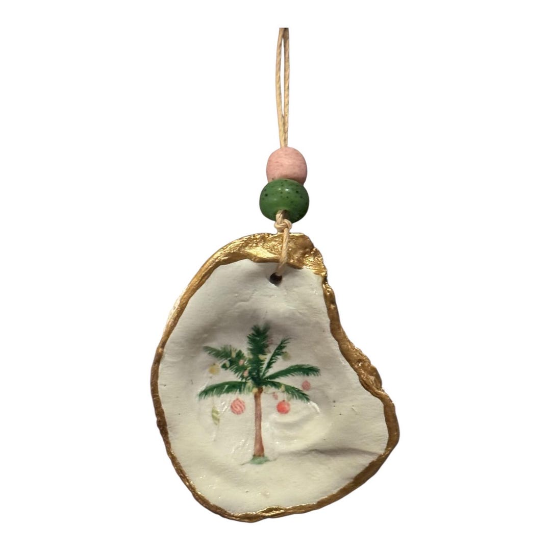 Tropical Palm Tree Oyster Shell Ornaments - Ideal Wedding and Baby ...