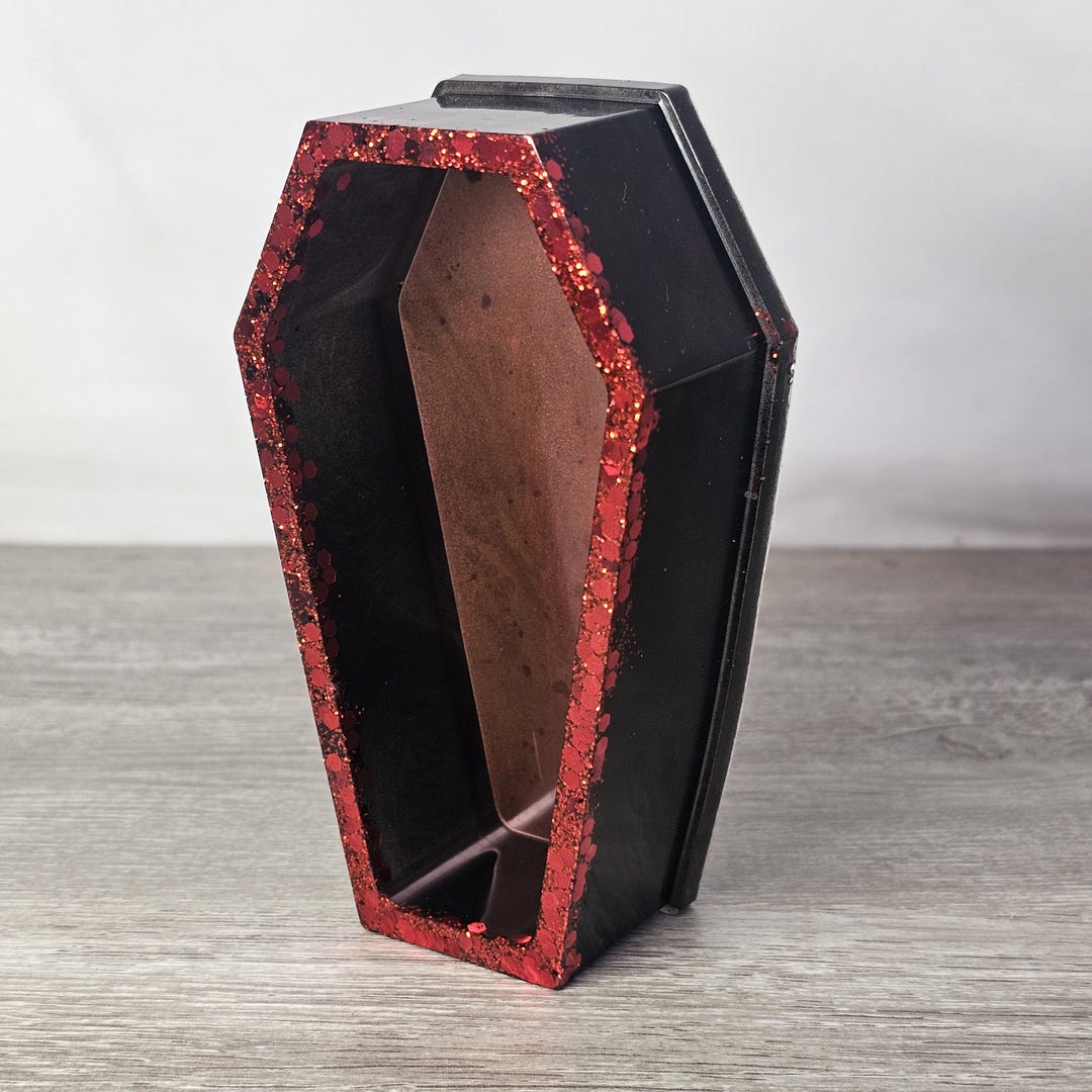 Black and Red Coffin With Sparkling and Cross Detail - Etsy